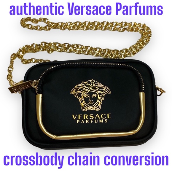 Versace | Bags | Authentic Versace Parfums Medusa Head Goldtone Chain ...